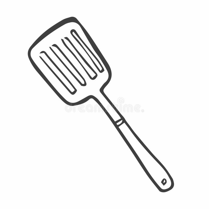 Spatula. Kitchenware Sketch. Doodle Line Vector Kitchen Utensil and ...