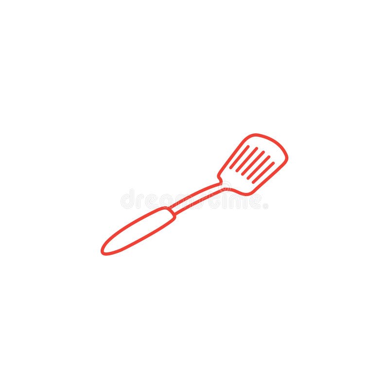 Spatula Icon on Red Background. Red Flat Style Vector Illustration ...