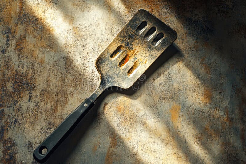 Spatula on Metal Surface stock photo. Image of flatware - 385648232