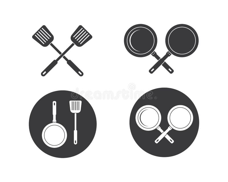 Spatula and Pan Logo Icon of Cooking and Kithen Vector Stock Vector ...