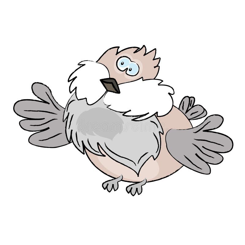 Spatz Mit Zwei Karikaturen Unter Dem Bunten Regenschirm Vektor ...