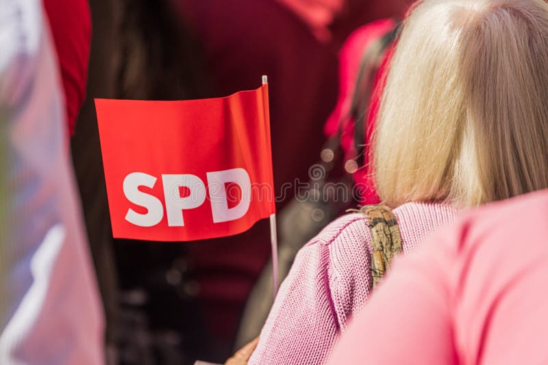 Flag of the Social Democratic Party & X28;SPD& X29; of Germany in the ...