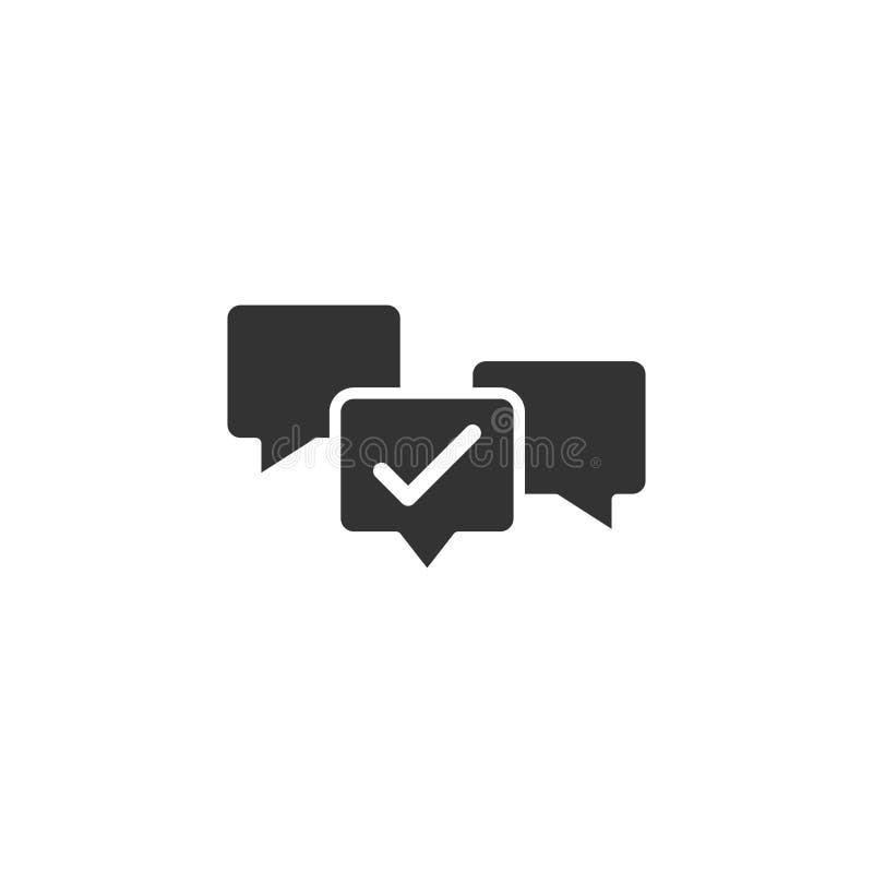 Speak Chat Sign Icon in Flat Style. Speech Bubble with Check Mark ...