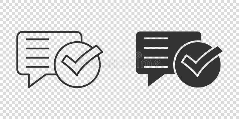 Speak Chat Sign Icon in Flat Style. Speech Bubble with Check Mark ...
