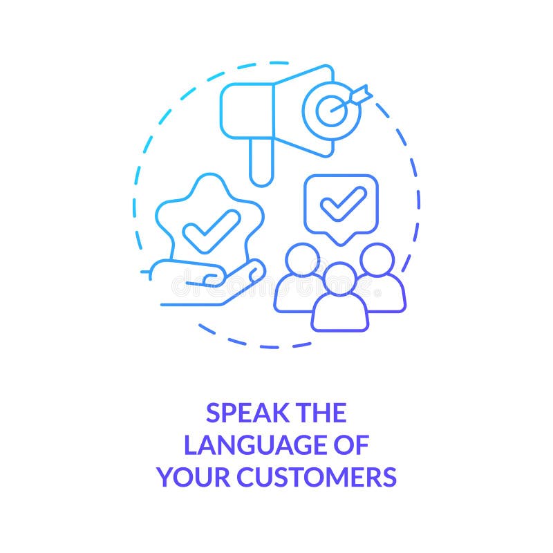 Speak Language of Your Customers Blue Gradient Concept Icon Stock ... Speak Language of Your Customers Blue Gradient Concept Icon Stock ...