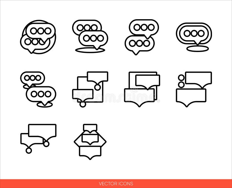Speak Symbol Speech Bubble Icon Set of Outline Types. Isolated Vector ...