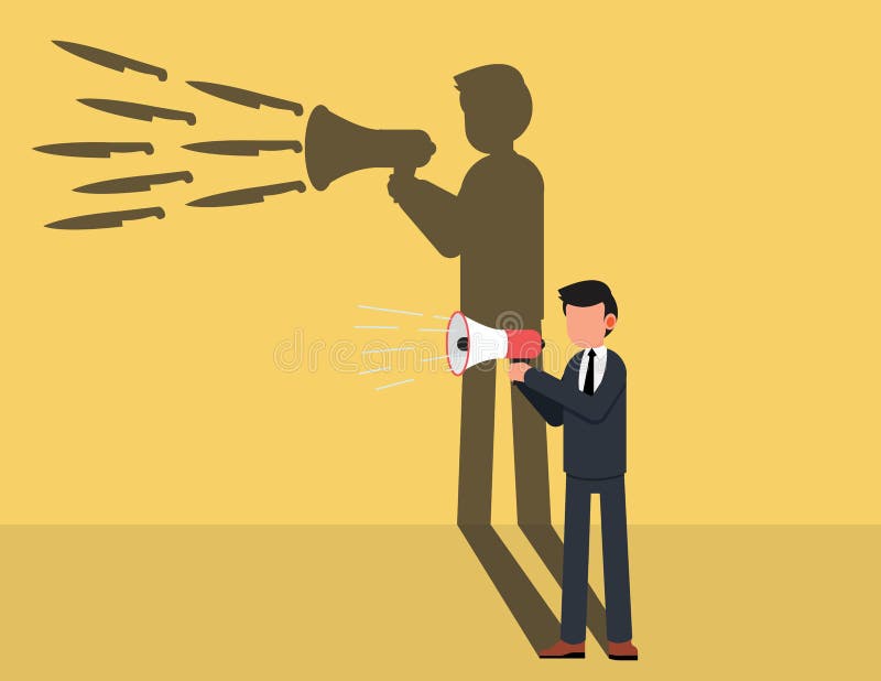 Speak without Thinking and Slander. Businessman Holding a Megaphone ...