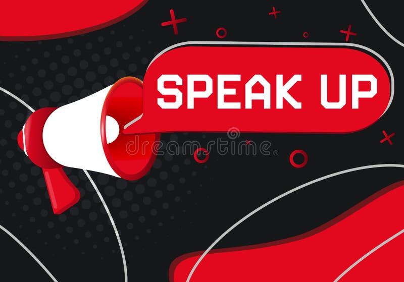 Speak Up. Hand Holding Megaphone with Speech Bubble Stock Vector ...