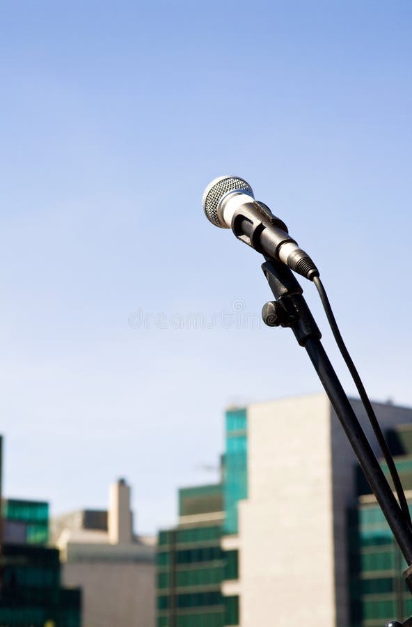 Speak Up - Microphone on Open Air Stage Stock Image - Image of speech ...