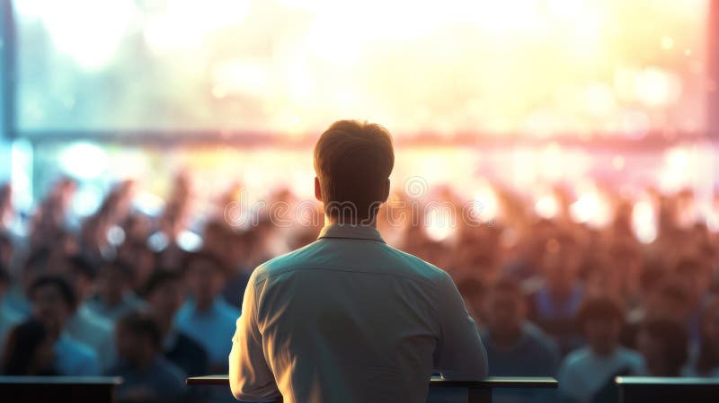 Speaker Addressing an Audience in Sunlight Stock Image - Image of ...