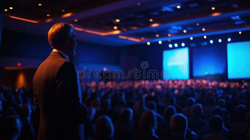 Speaker Addressing Large Audience at Conference Stock Photo - Image of ...