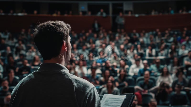 Speaker Addressing a Large Audience Stock Illustration - Illustration ...