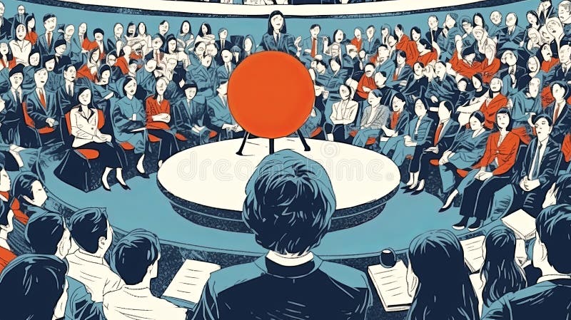 Speaker Addressing Large Audience in a Modern Conference Setting Stock ...