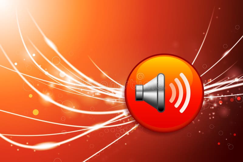 Speaker Button on Red Abstract Light Background Stock Illustration ...