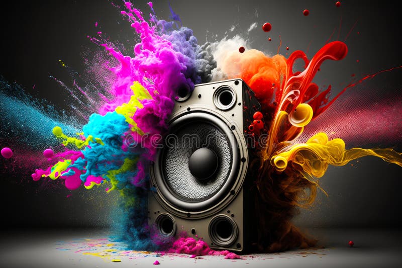 Speaker with Colorful Paint Splashed on it. Generative AI Stock ...