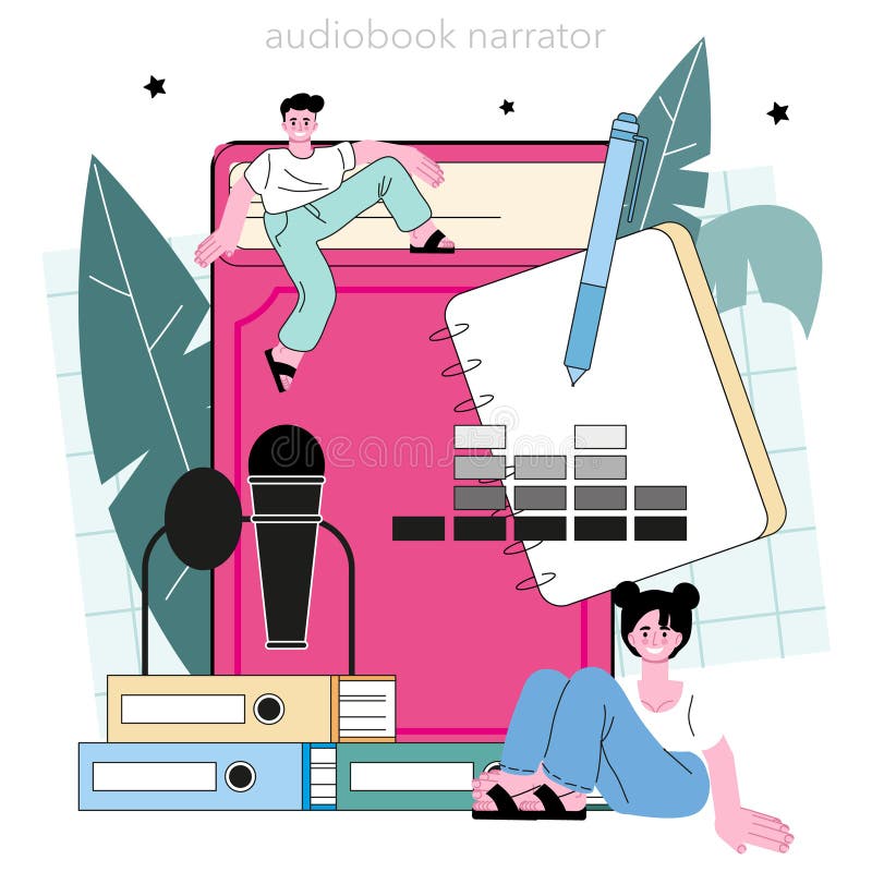 Speaker Concept. Audio Book Narrator Stock Vector - Illustration of ...