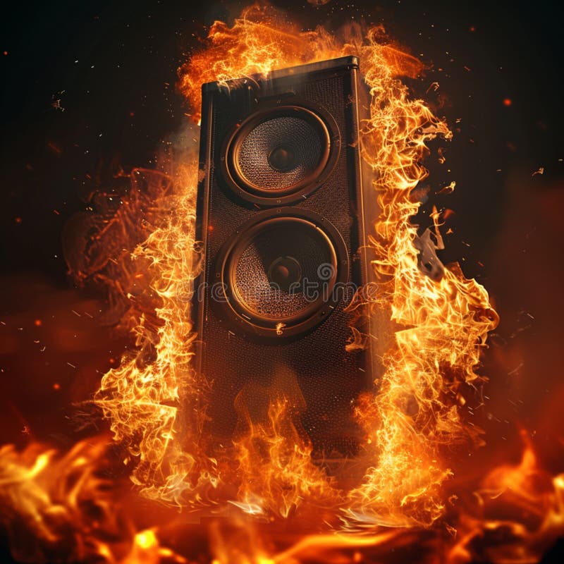 Speaker at Concert Illuminated by Flames, Adding Intensity To ...