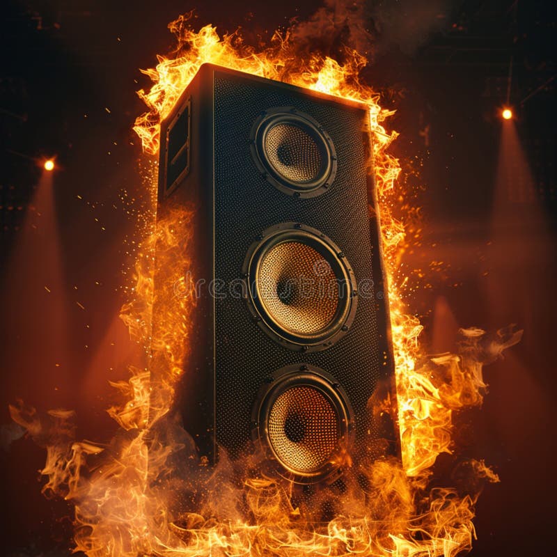 Speaker at Concert Illuminated by Flames, Adding Intensity To ...