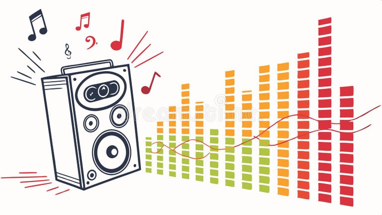 Speaker and Equalizer Bars, Audio Music Sound Frequency Design Vector ...