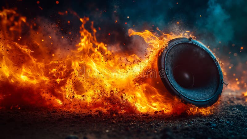 A Speaker on Fire with Smoke Coming Out of it Stock Photo - Image of ...
