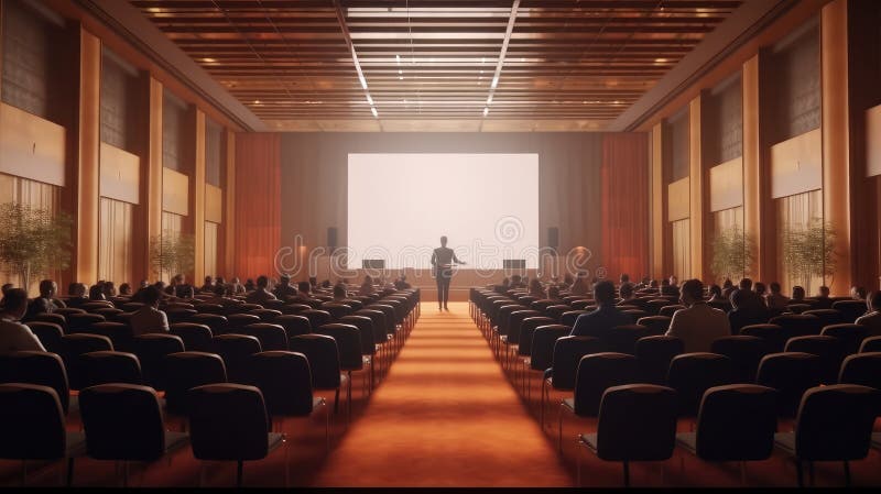 Speaker Giving a Talk in Conference Hall. Generative AI Stock ...