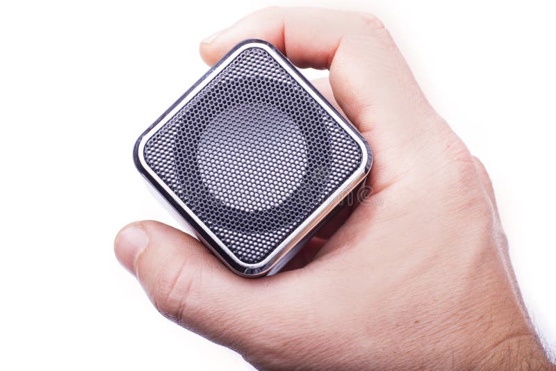 Speaker in hand stock photo. Image of black, mobility - 27733670