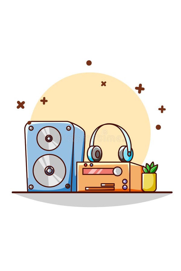 Speaker Headset and Music Engine Icon Cartoon Illustration Stock Vector ...