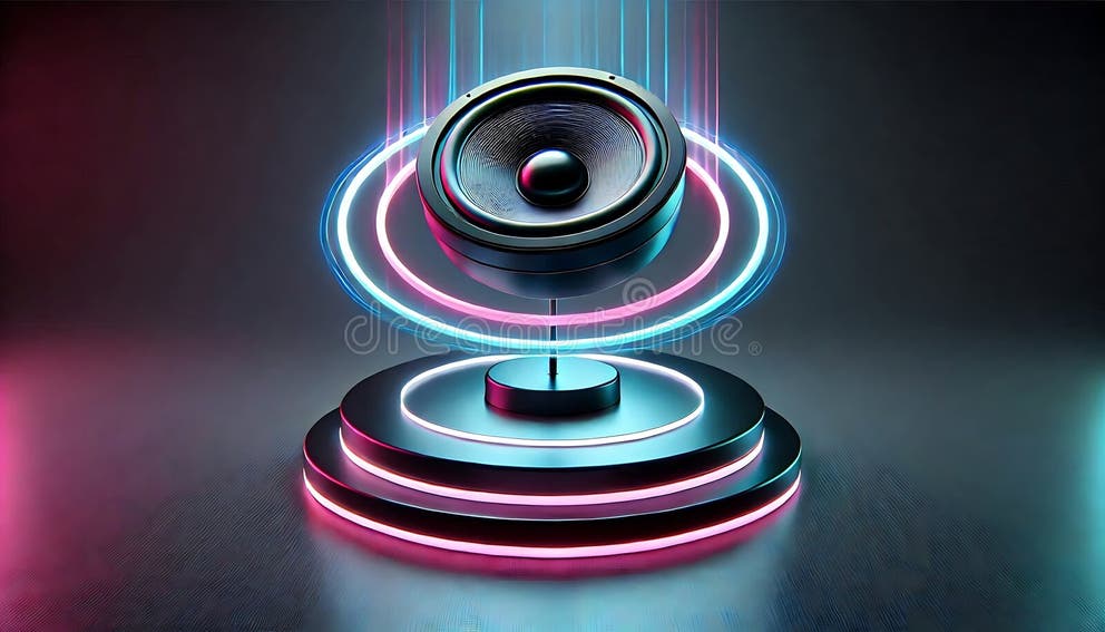 Speaker Hovering Over a Round, Circular Base Stock Image - Image of ...