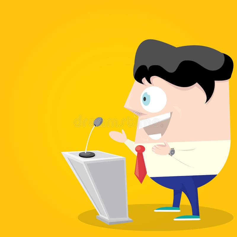 Speaker Icon Orator Speaking From Tribune Stock Vector Illustration Of Funny Discussion