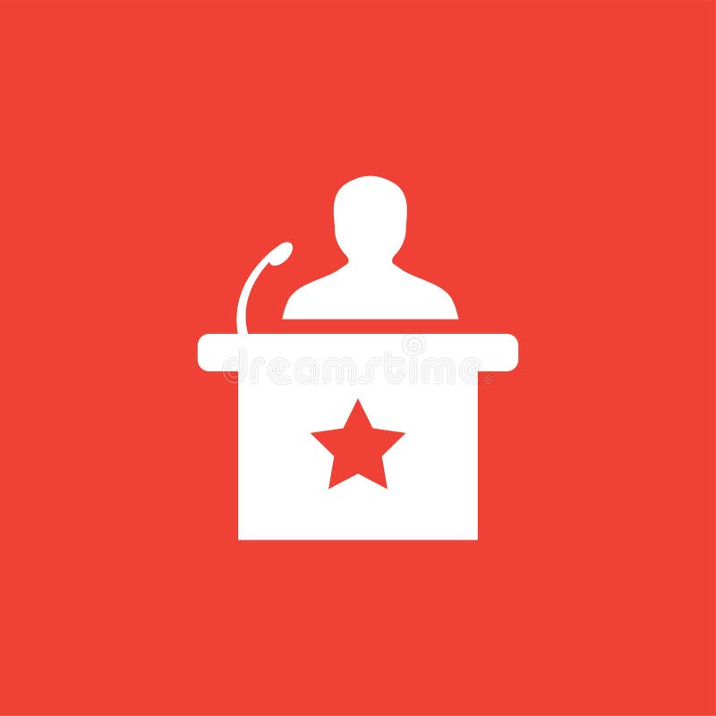 Speaker Icon on Red Background. Red Flat Style Vector Illustration ...