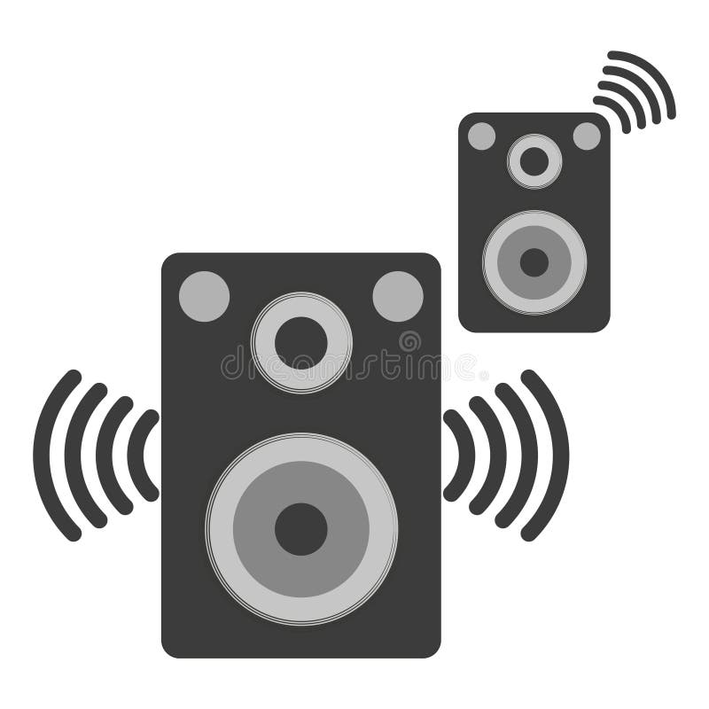 Speaker Icon Set. Black and Grey. Sound Waves Illustration. Vector ...