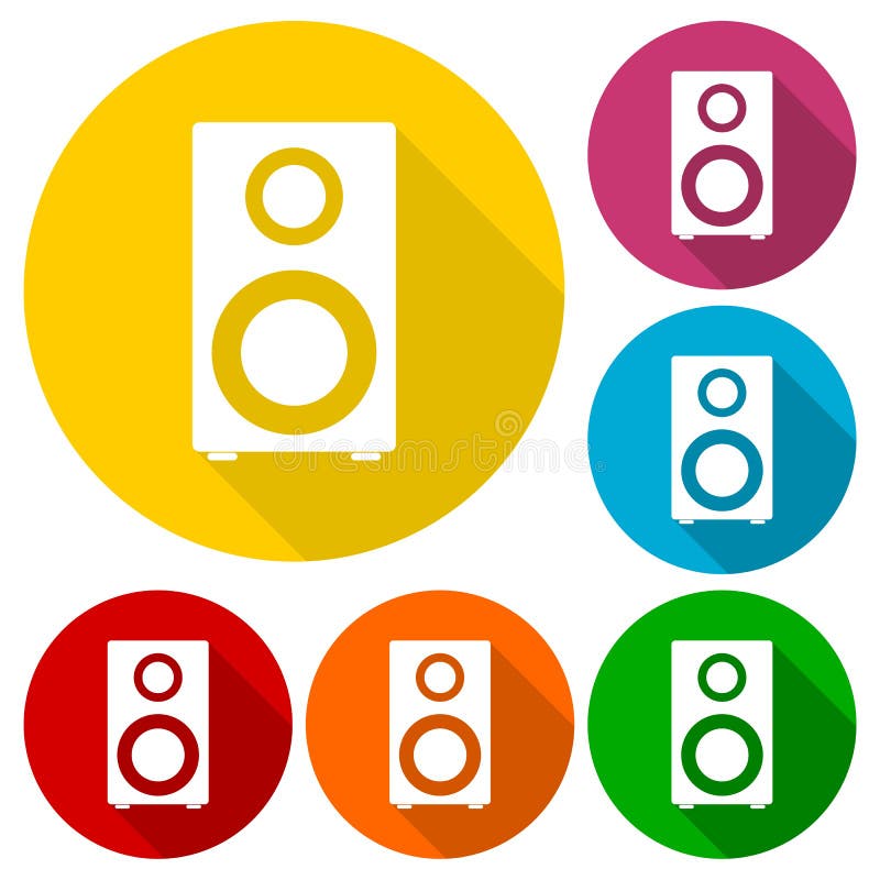 Speaker Icons Set with Long Shadow Stock Vector - Illustration of ...