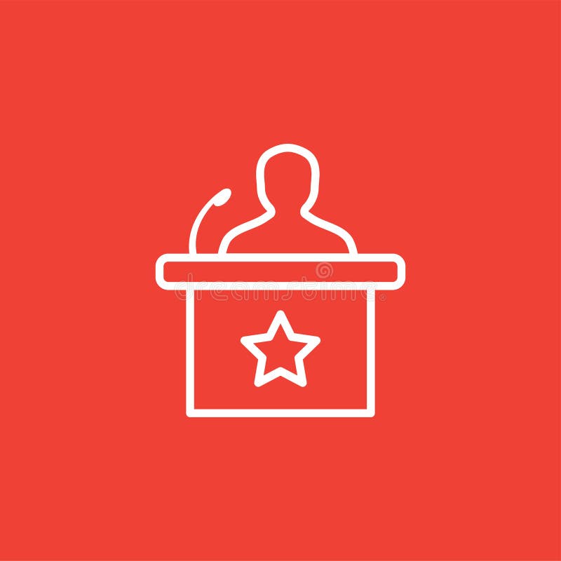 Speaker Line Icon on Red Background. Red Flat Style Vector Illustration ...