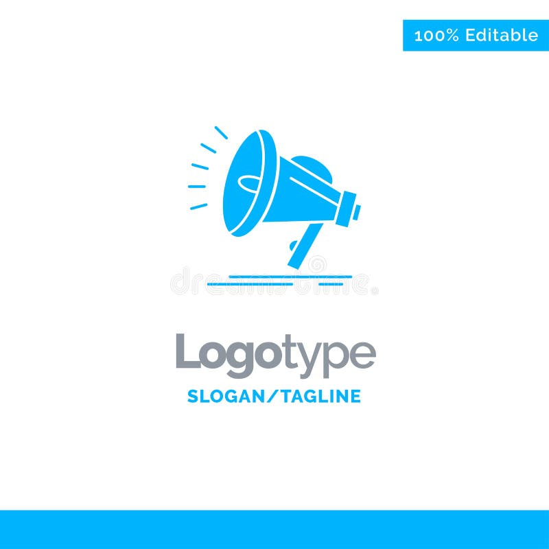 Speaker, Loud, Audio, Voice Blue Solid Logo Template. Place for Tagline ...
