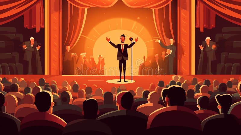 A Speaker with Microphone in Front of Audiences Stock Illustration ...