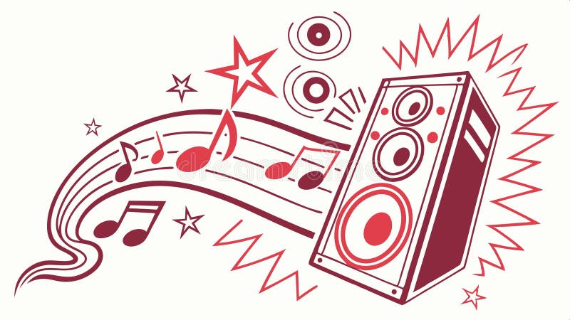 Speaker with Music Notes and Dynamic Sound Waves Illustration Vector ...
