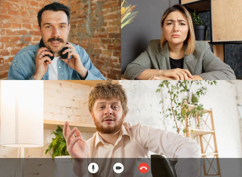 Teamworking by Group Video Call Share Ideas Brainstorming Use Video ...