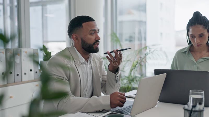 Speaker Phone Call, Conversation and Professional Man Speaking ...