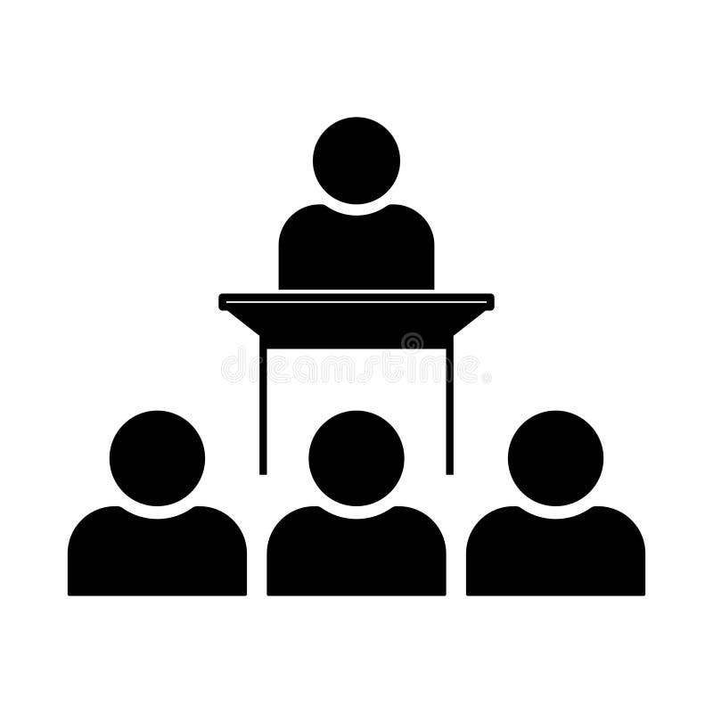Speaker at Podium Addressing Audience Icon Illustration Stock Vector ...