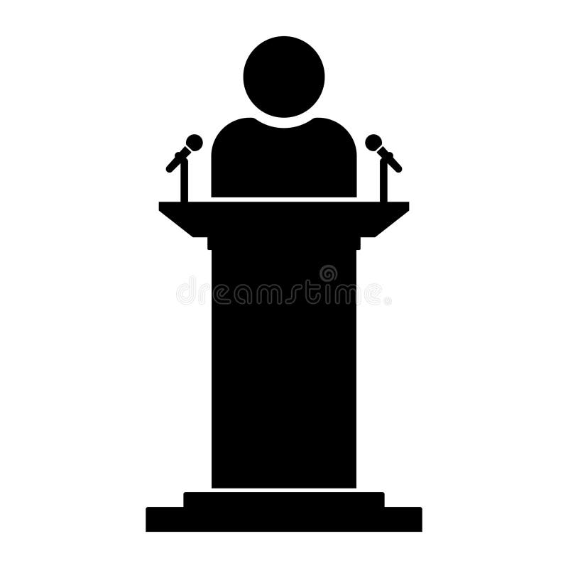 Speaker at Podium Icon Symbol Illustration Stock Vector - Illustration ...