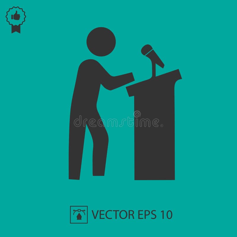Speaker on Podium Vector Icon Stock Vector - Illustration of manager ...