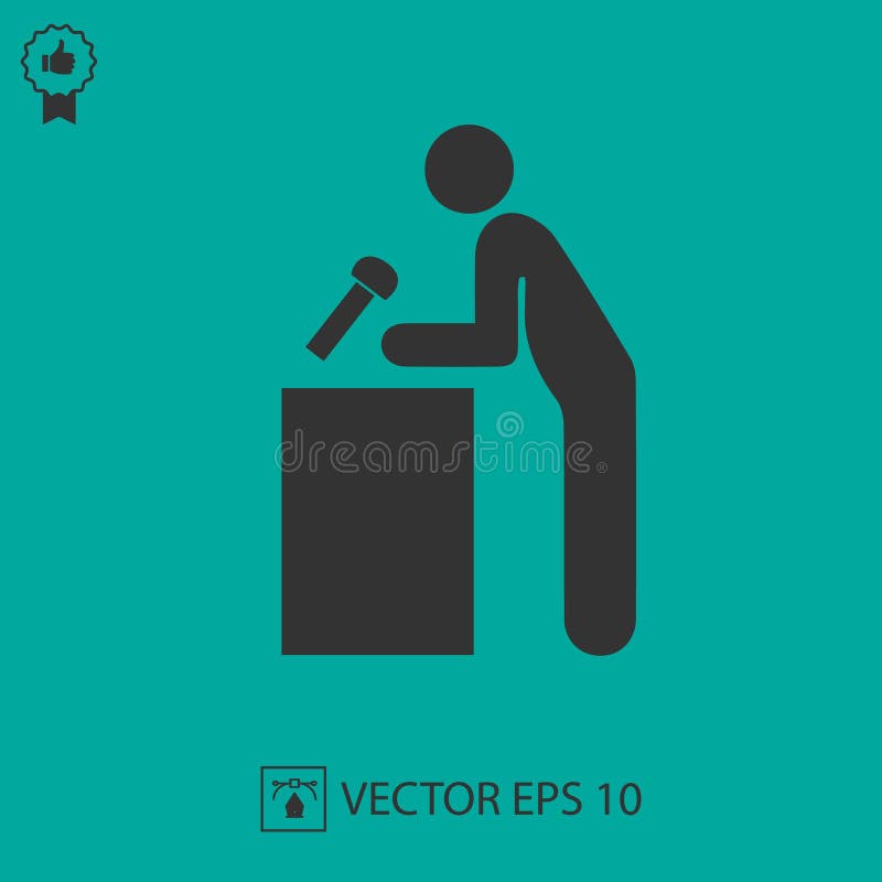 Speaker on Podium Vector Icon Stock Vector - Illustration of vector ...