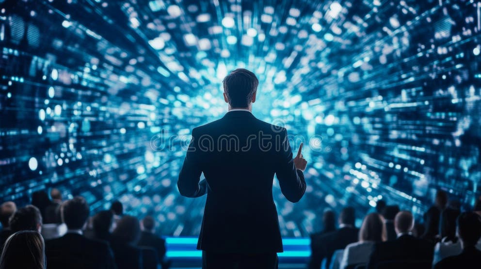 Speaker Presenting Data Visualization To Audience Stock Illustration ...