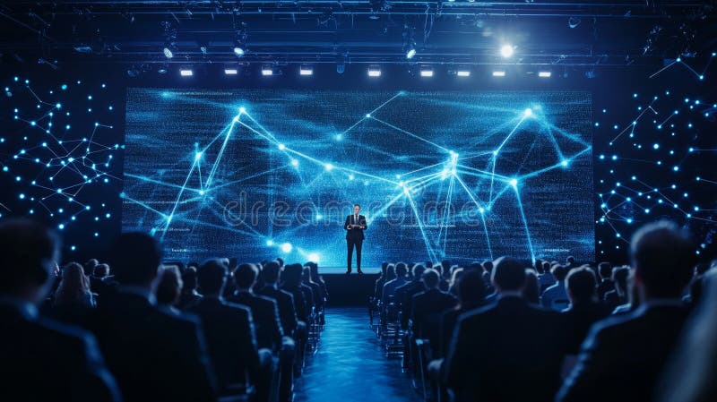 Speaker Presents Innovative Ideas at Technology Conference Under Bright ...