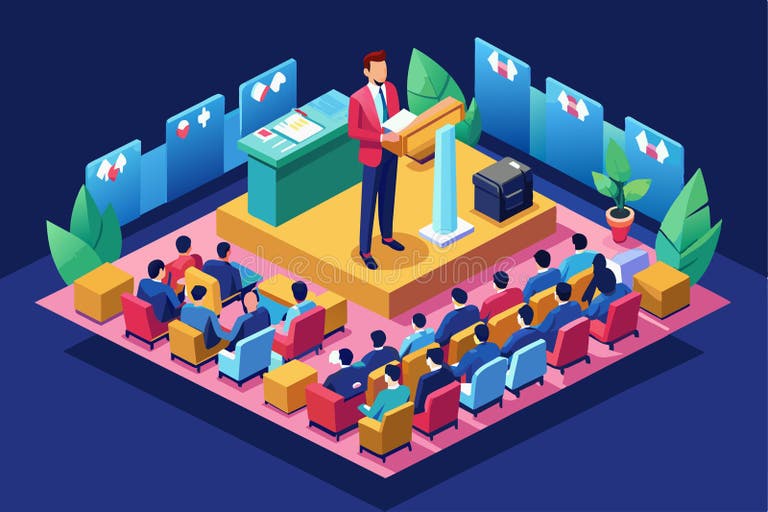 A Speaker Presents To an Engaged Audience, Utilizing Visual Aids and a ...