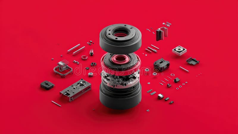 Speaker S Internal Components Against Red Background Stock Illustration ...