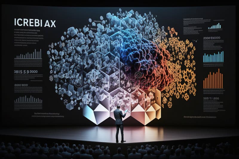 The Speaker on the Stage Presents a Technological Product. Big Data ...