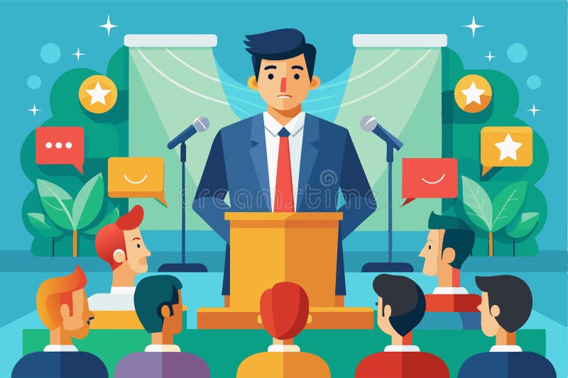 A Speaker Stands at a Podium, Addressing an Engaged Audience in a ...