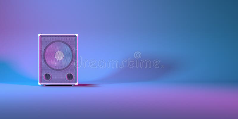Speaker System Close-up in Neon Lighting Stock Illustration ...