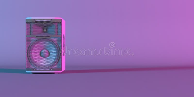 Speaker System Close-up in Neon Lighting Stock Illustration ...